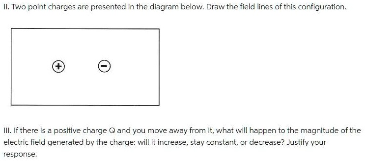 II. Two point charges are presented in the diagram below. Draw the ...