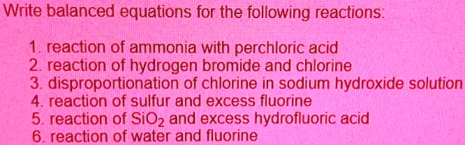 write balanced equations for the following reactions reaction of ...
