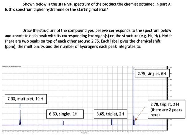 SOLVED: Shown below is the 1H NMR spectrum of the product the chemist ...