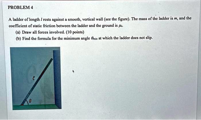 PROBLEM 4 A ladder of length l rests against a smooth, vertical wall ...