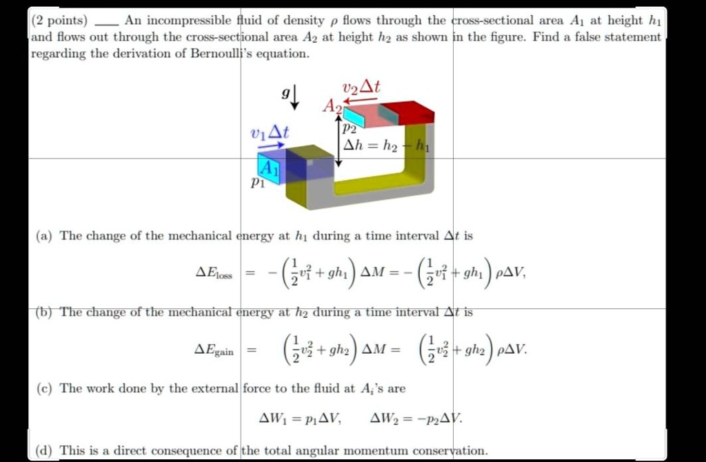 [GET ANSWER] (2 points) An incompressible fluid of density ρ flows ...