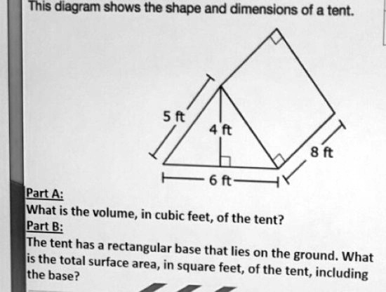 This diagram shows the shape and dimensions of a tent. 5...