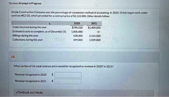 Current Attempt in Progress Oriole Construction Company uses the ...