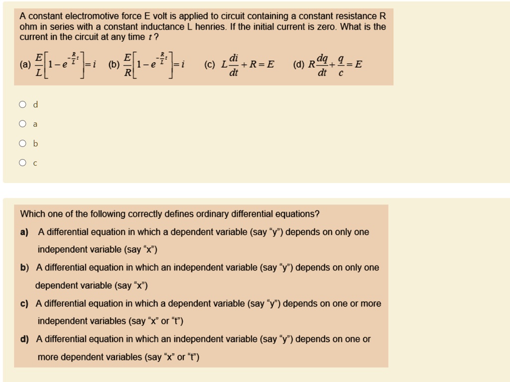 a constant electromotive force e volt is applied to circuit containing ...