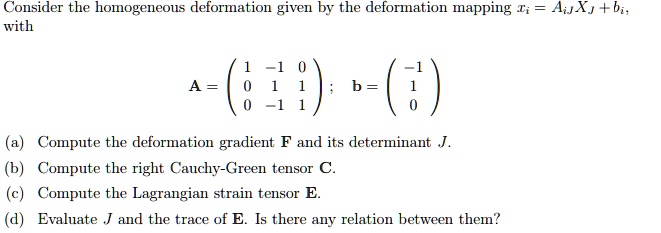 Kinematic Question: Consider the homogeneous deformation given by the deformation mapping i ...