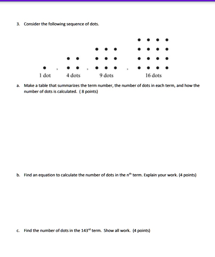 SOLVED: Consider the following sequence of dots: dot dots 9 dots 16 ...