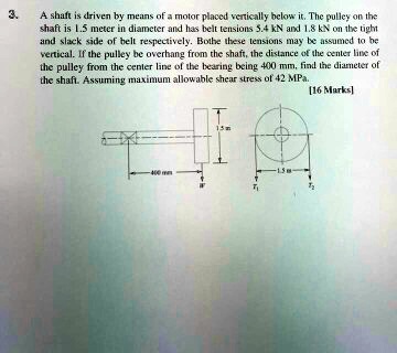 SOLVED: A shaft is driven by means of a motor placed vertically below ...