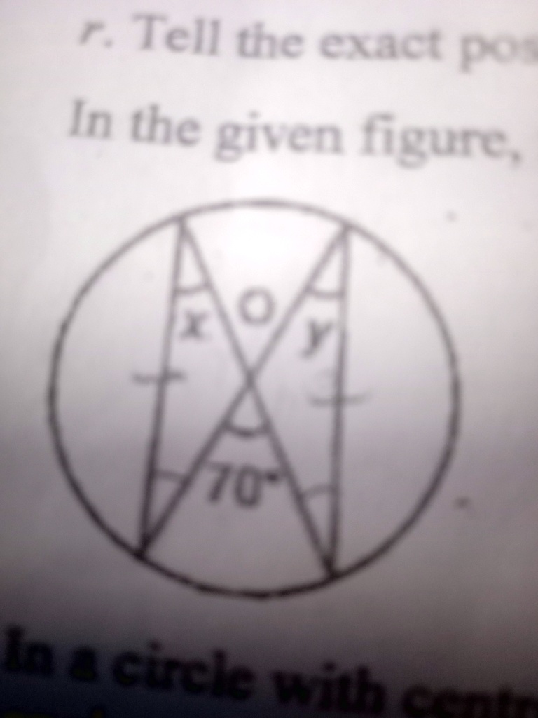 SOLVED: 'in the given figure find the value of x and y where O is the centre of the circle'