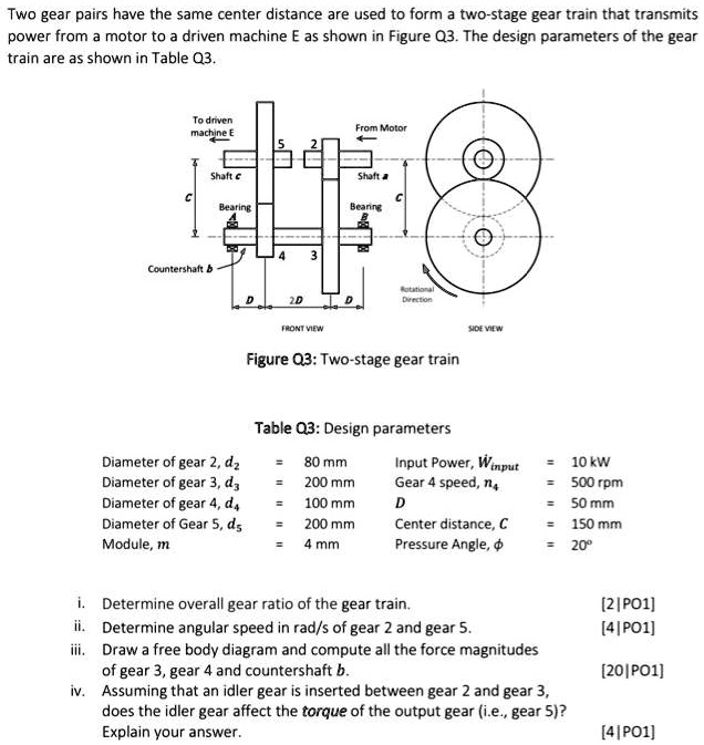 SOLVED: Two gear pairs with the same center distance are used to form a ...
