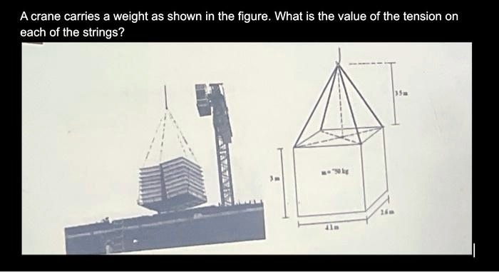 SOLVED: A crane carries a weight as shown in the figure.What is the ...