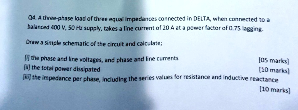 SOLVED: 04. three-phase load of three equal impedances connected in ...