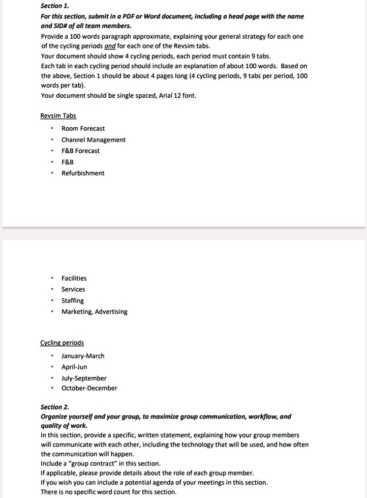 Section 1. For this section, submit in a PDF or Word document ...