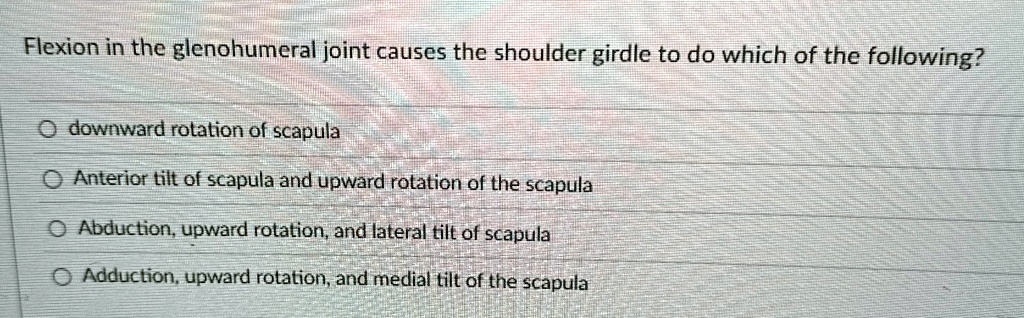 flexion in the glenohumeral joint causes the shoulder girdle to do ...