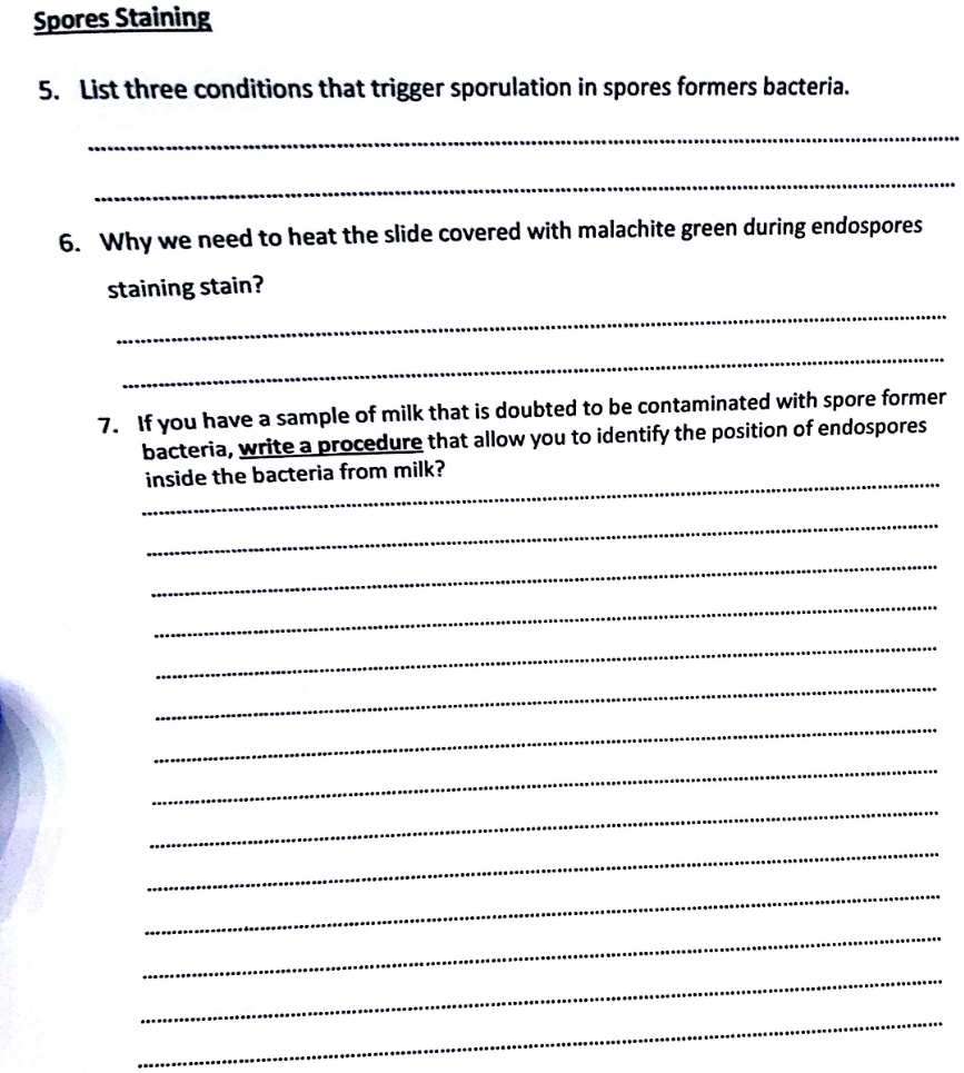 spores staining 5 list three conditions that trigger sporulation in ...