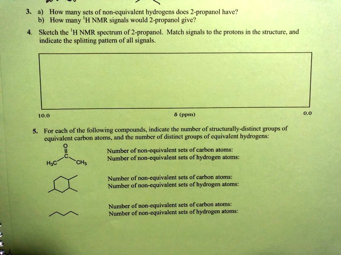 SOLVED: How many sets of non-equivalent hydrogens does 2-propanol have ...
