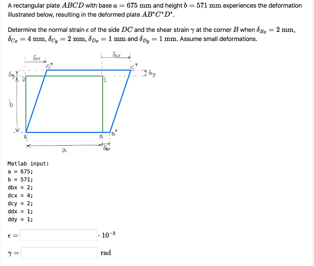 A rectangular plate ABCD with base a = 675 mm and height b = 571 mm ...