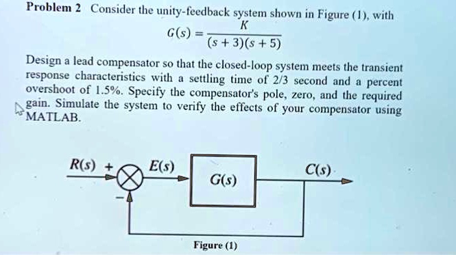 Problem 2 Consider the unity-feedback system shown in Figure (1), with G(s) = (K)/((s+3)(s+5 ...