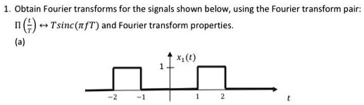 SOLVED: Texts: 1. Obtain Fourier transforms for the signals shown below, using the Fourier ...