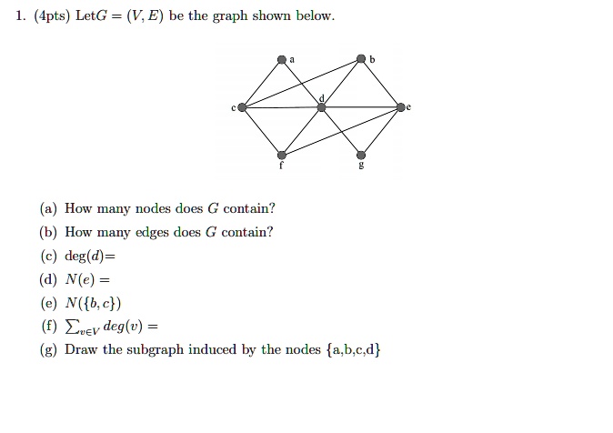 4pts letg ve be the graph shown below how many nodes does g contain how ...