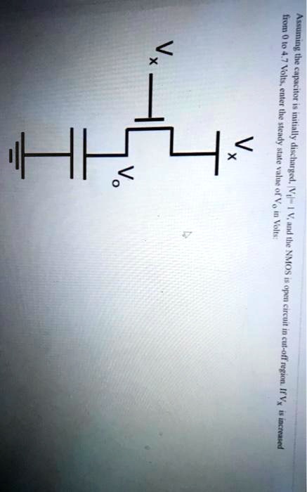 SOLVED: Assuming the capacitor is initially dischargedV1Vand the NMOS ...