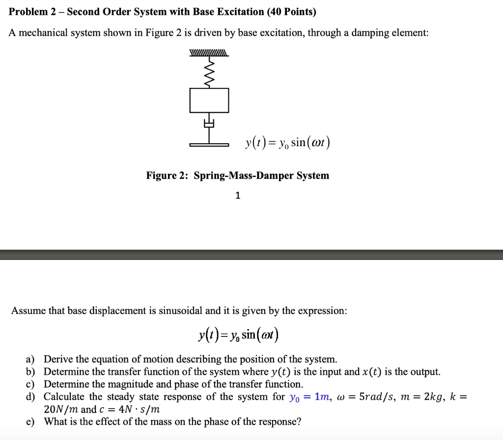 Problem 2 - Second Order System with Base Excitation (40 Points) A ...