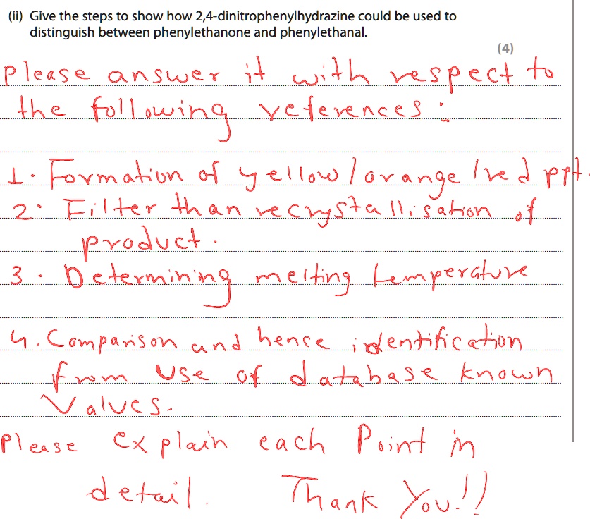 SOLVED: (ii) Give the steps to show how 2,4-dinitrophenylhydrazine ...