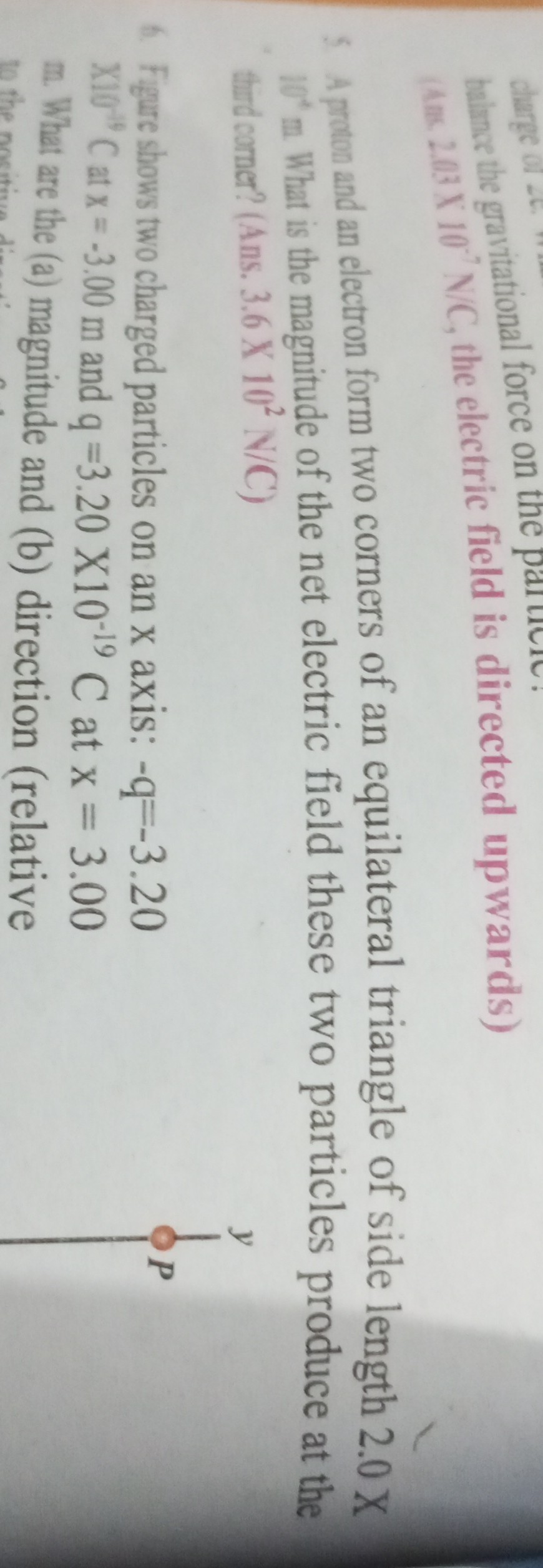 baline the gravitational force on the particis. (4an 20.03 × 10^-7 V ...