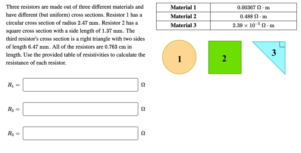 SOLVED: Three resistors are made out of three different materials and ...