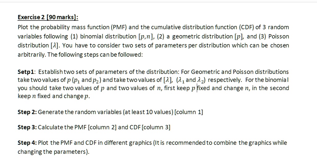 exercise 2 90 marksk plot the probability mass function pmf and the ...