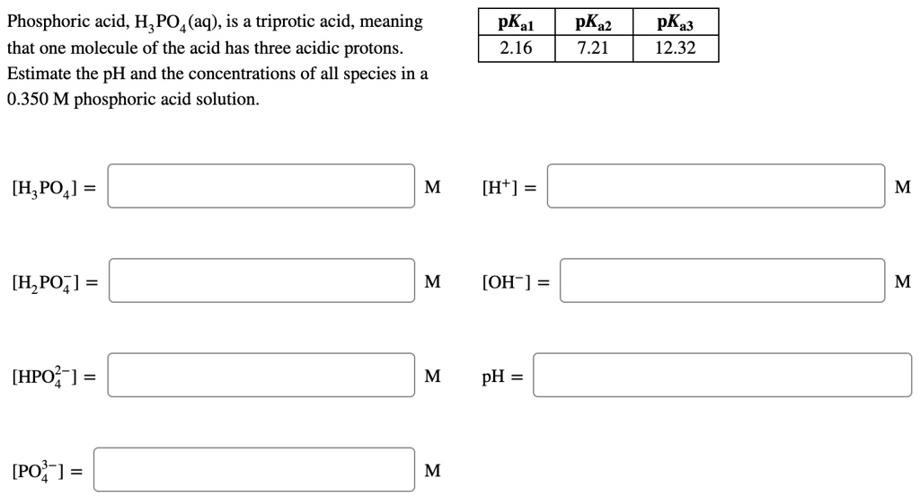 Phosphoric acid, H3PO4(aq), is a triprotic acid, meaning that one molecule of the acid has three ...