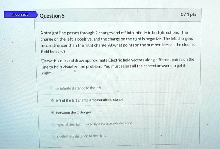 SOLVED: Question 5 0/1 pts A straight line passes through charges and ...