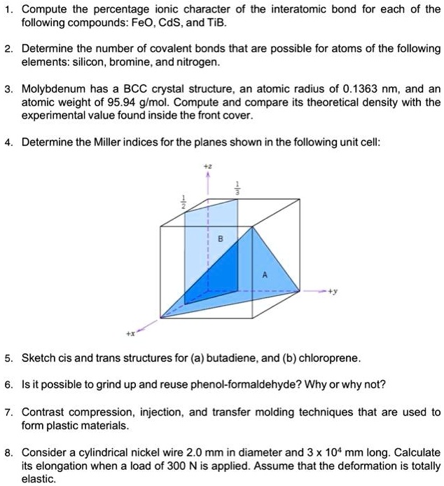 SOLVED: Compute the percentage ionic character of the interatomic bond ...