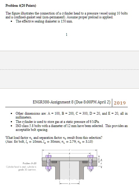 SOLVED: The figure illustrates the connection of a cylinder head to a ...