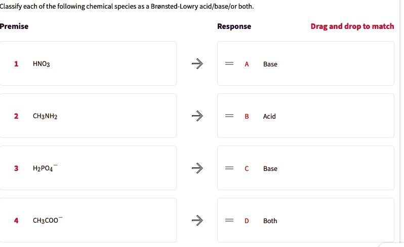 SOLVED: Classify each ofthe following chemical species as Bronsted ... SOLVED: Classify each ofthe following chemical species as Bronsted ...