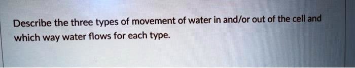 SOLVED: Describe the three types of movement of water in and/or out of ...