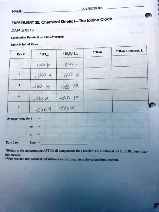SOLVED: I need help finding the rate and rate constant for the iodine ...