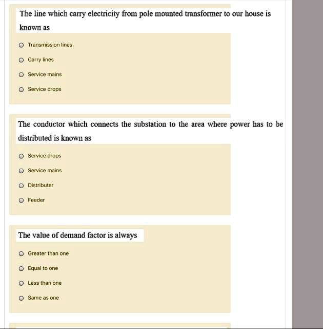 SOLVED: The line which carries electricity from a pole-mounted transformer to our house is known ...