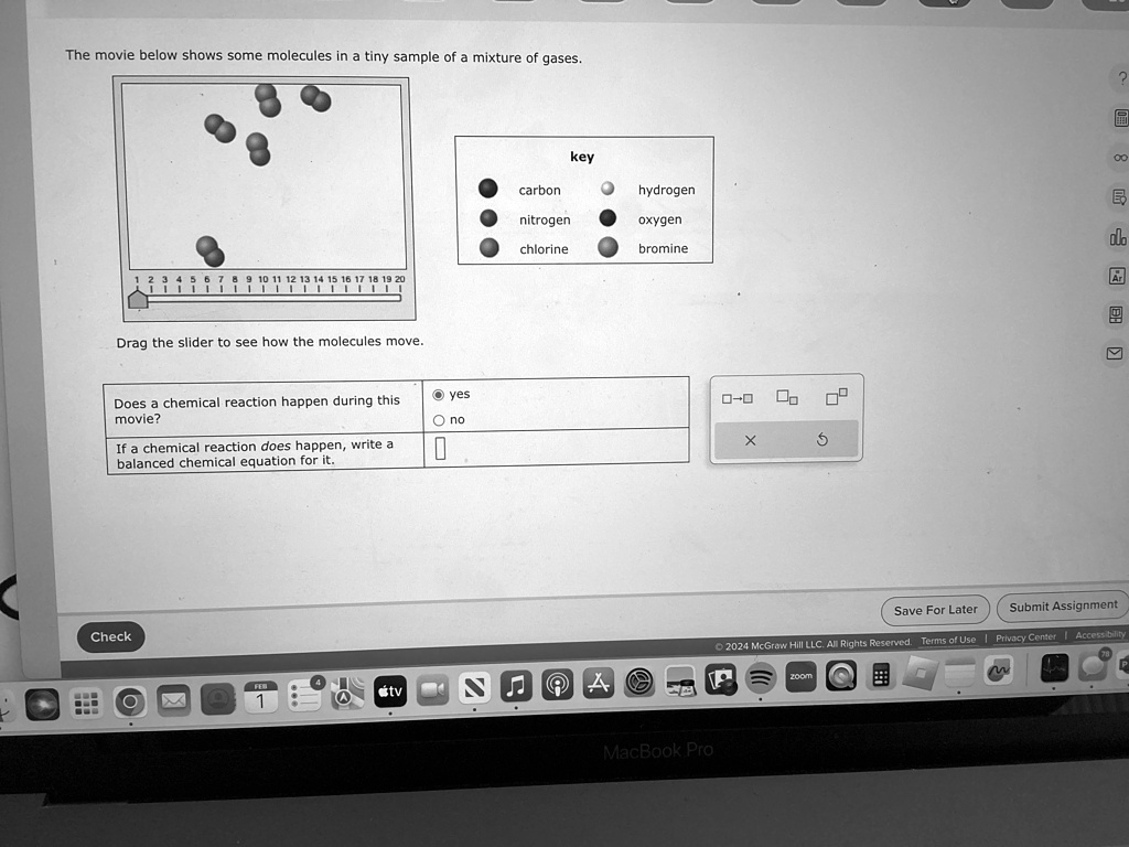 The movie below shows some molecules in a tiny sample of a mixture of ...