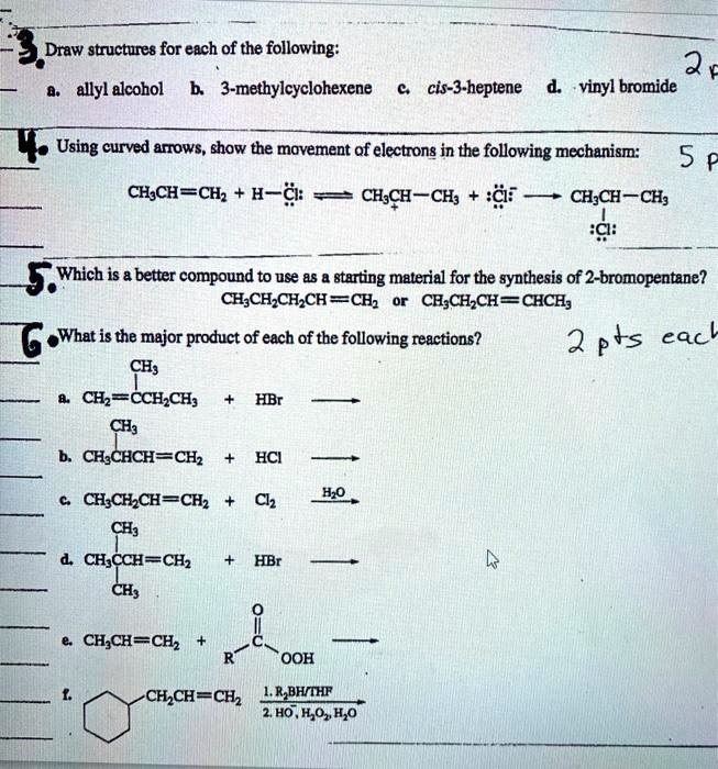 SOLVED: Draw structures for each of the following: allyl elcohol 3-methylcyclohexene cis-3 ...