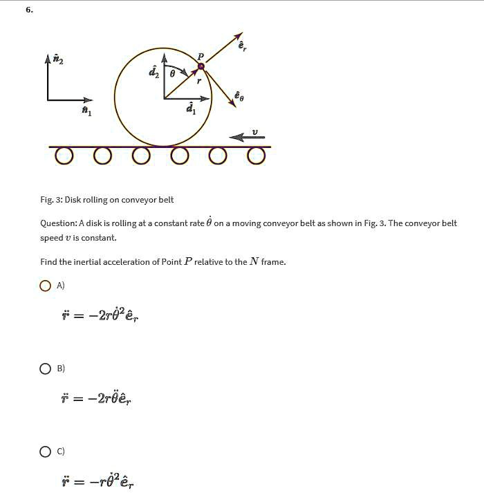 6. Fig. 3: Disk rolling on conveyor belt Question: A disk is rolling at ...