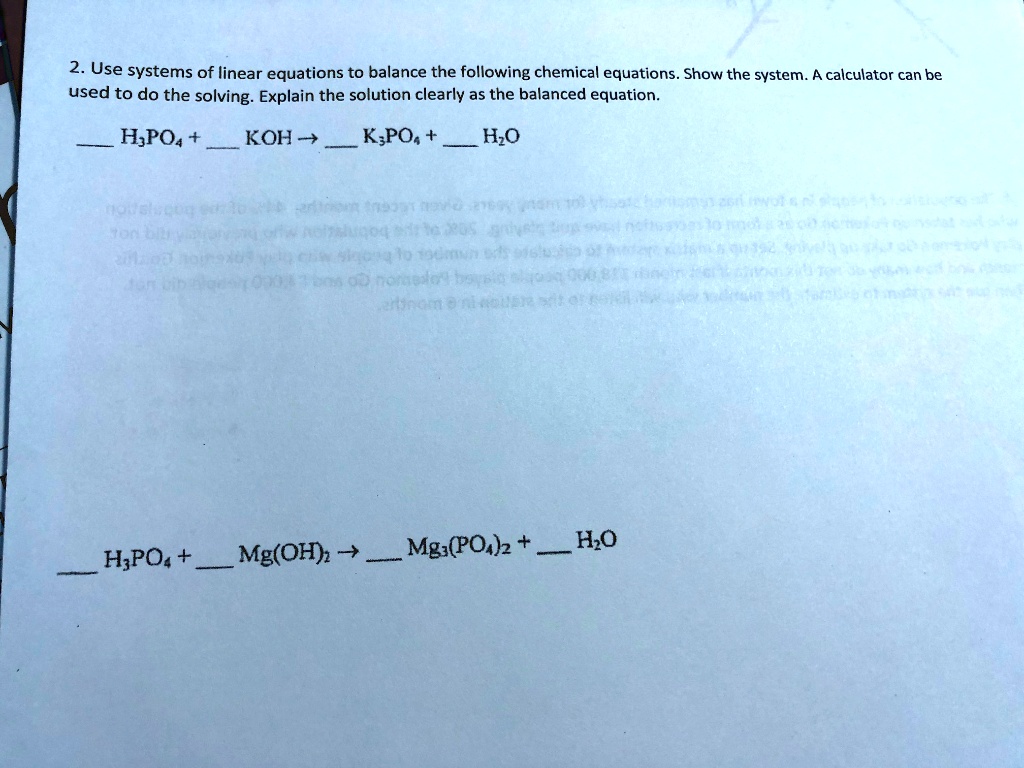 2 use systems of linear equations to balance the following chemical ...