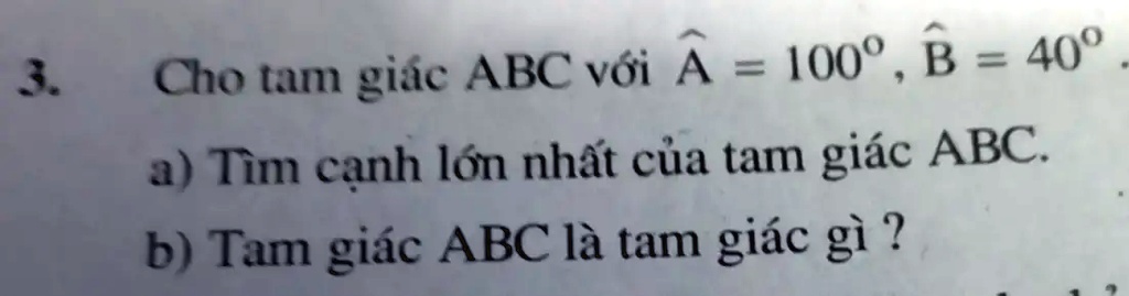 Solved A 100° B 40° Cho Tam Giác Abc Vá›i Tim Cạnh Lá›n