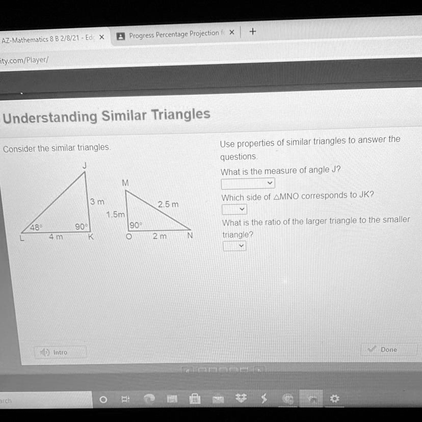 SOLVED: Consider the similar triangles. Use properties of similar triangles to answer the ...