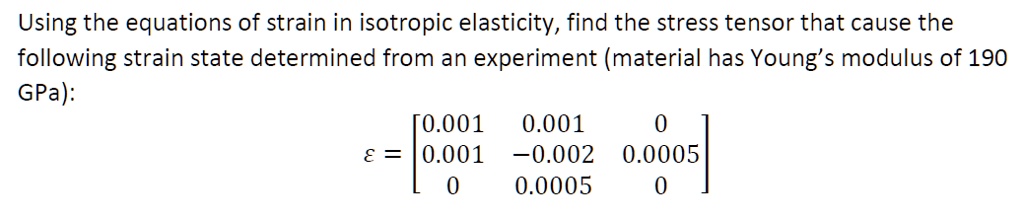 SOLVED: Using the equations of strain in isotropic elasticity, find the ...