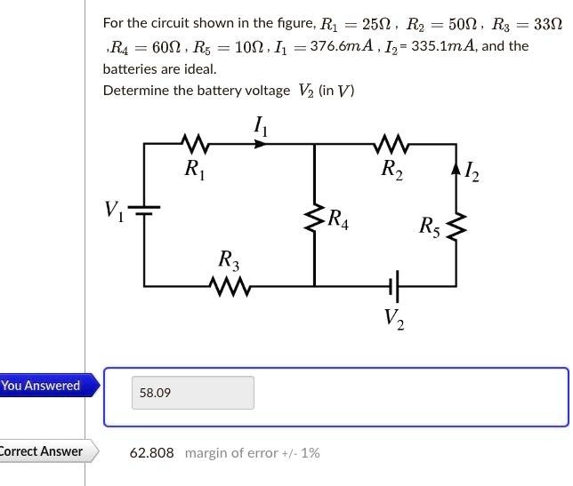 For the circuit shown in the figure, R1 = 250Ω, R2 = 50Ω, R3 = 33Ω, R4 ...