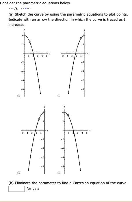 SOLVED:Consider the parametric equations below_ (a) Sketch the curve by ... SOLVED:Consider the parametric equations below_ (a) Sketch the curve by ...