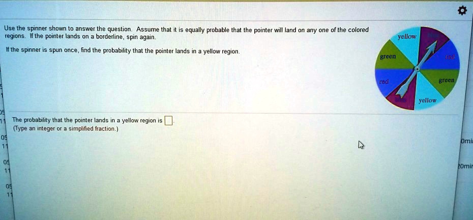 SOLVED: Use the spinner shown to answer the question. Assume that it is equally probable that ...