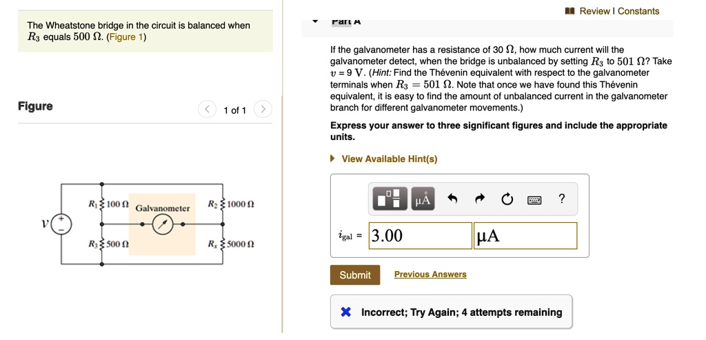 SOLVED: The Wheatstone bridge in the circuit is balanced when R3 equals ...