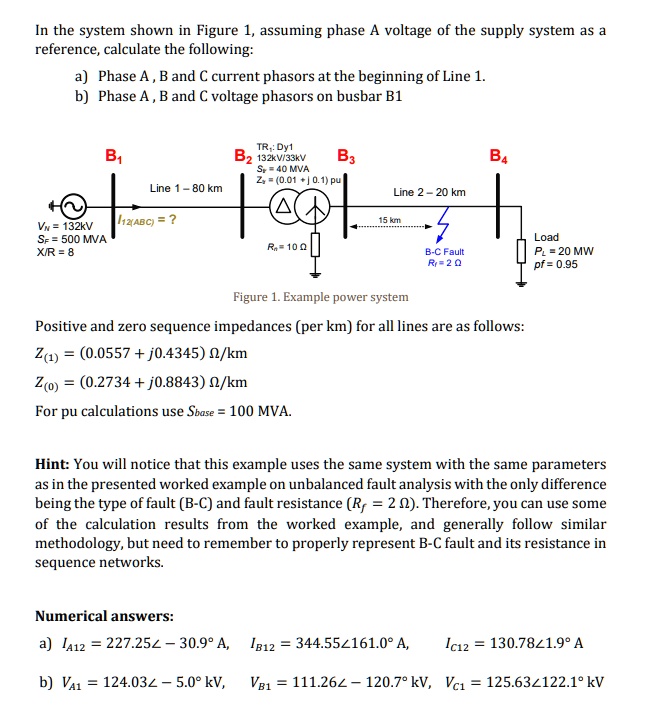 SOLVED: Texts: In the system shown in Figure 1, assuming a phase A voltage of the supply system ...