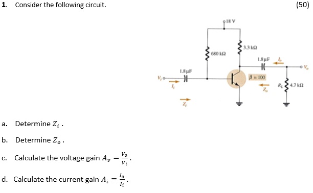 SOLVED: Consider the following circuit: D1 6AH 4710 Determine Z; Determine Zo Calculate the ...